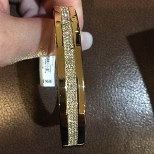 MICHAEL Michael Kors | Jewelry | Michael Kors Gold Tone Pave Hinged Bangle Bracelet | Poshmark
